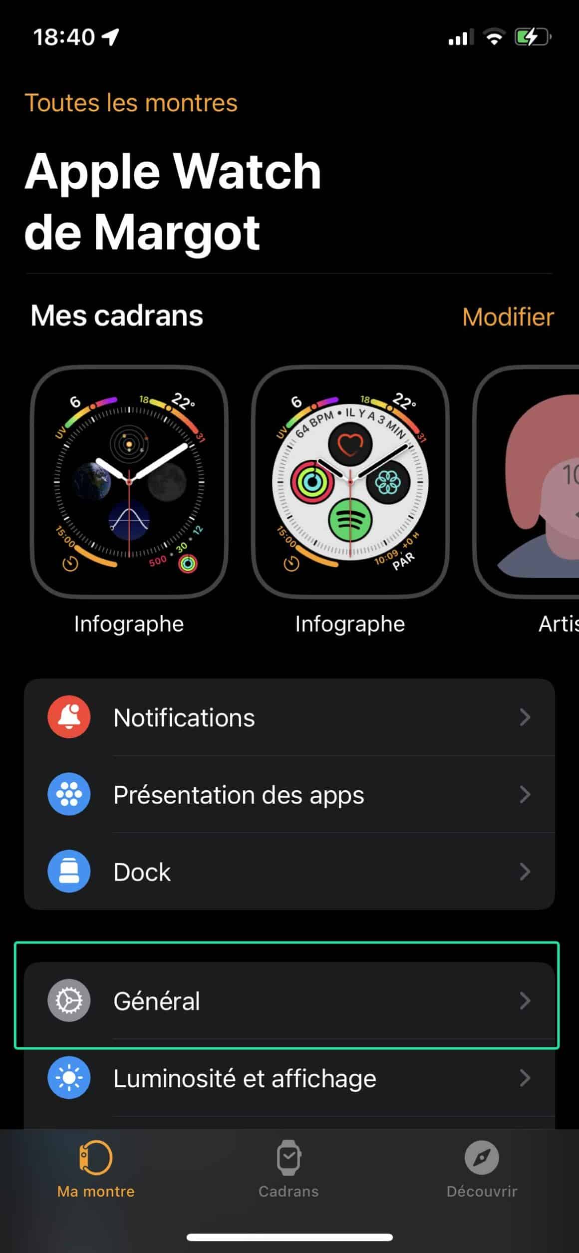 Installer un cadran personnalisé animé sur Apple Watch avec Clockology
