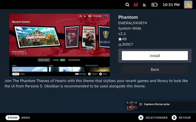 Installer CSS Loader via Decky Loader pour installer des thèmes sur Steam Deck