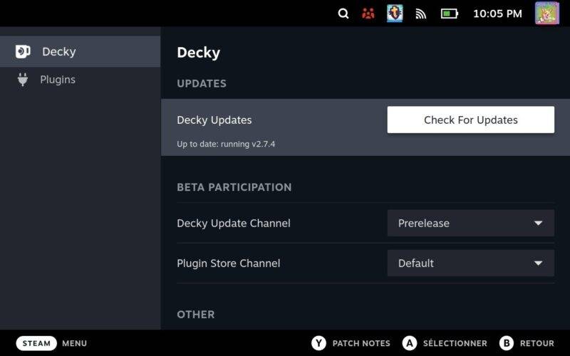 Installer CSS Loader via Decky Loader pour installer des thèmes sur Steam Deck