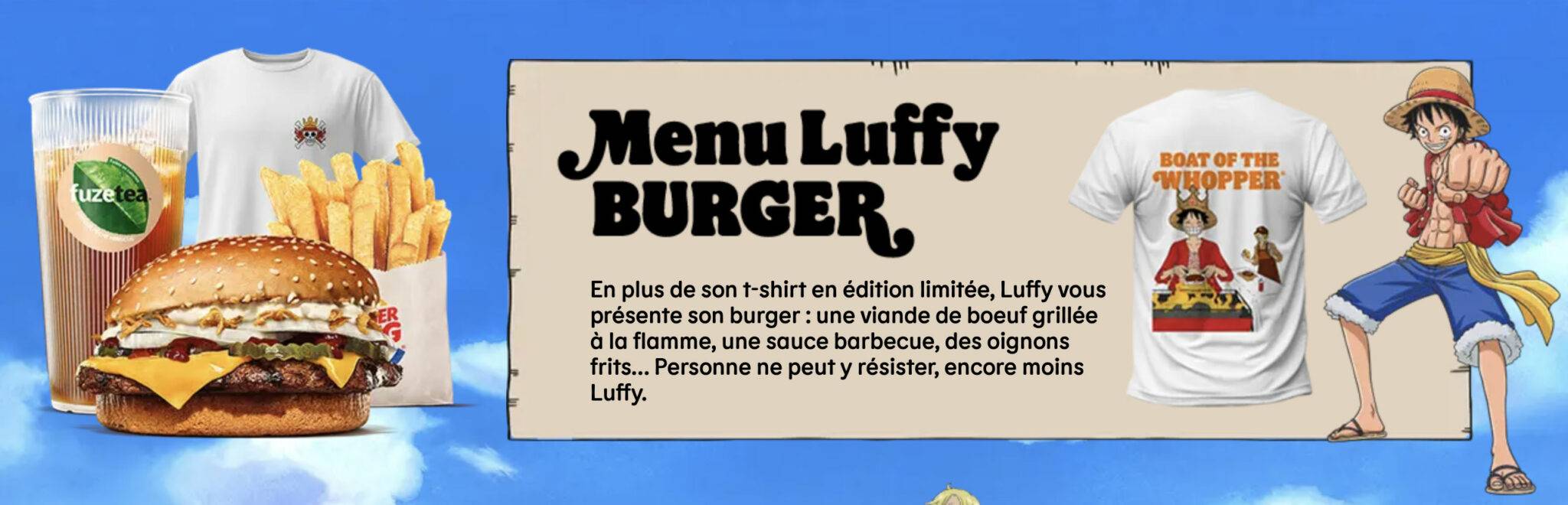 Des t-shirts, cartes et burgers exclusifs One Piece chez Burger King en ...